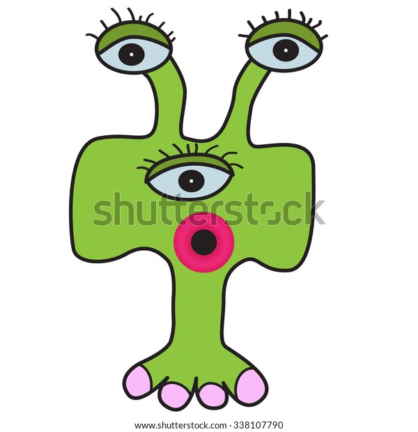 Threeeyed Onelegged Cartoon Monster Doodle Vector Stock Vector (Royalty ...