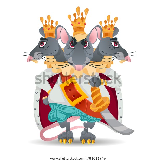 Threeheaded Mouse King Fairy Tale Magical Stock Vector (Royalty Free ...