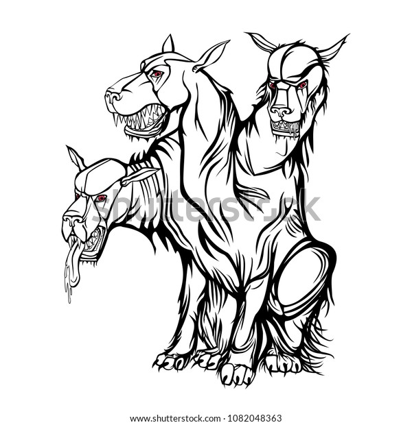 Threeheaded Mythological Dog Cerberus Stock Vector (Royalty Free ...