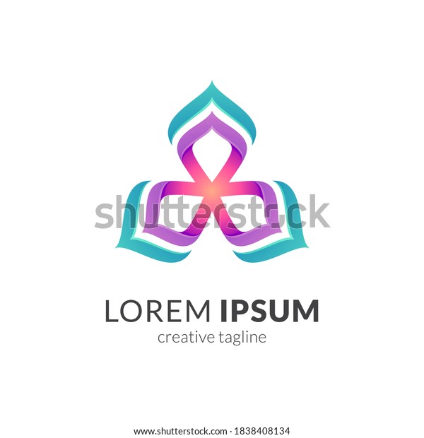 Threepetal Flower Logo Design 3d Shape Stock Vector (Royalty Free ...