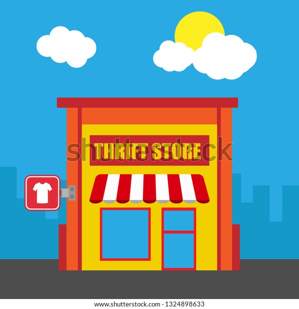 Thrift Store Front Exterior Facadeflat Designthrift Stock Vector ...