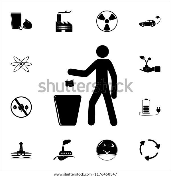 Throw Garbage Into Trash Can Icon Stock Vector (Royalty Free ...