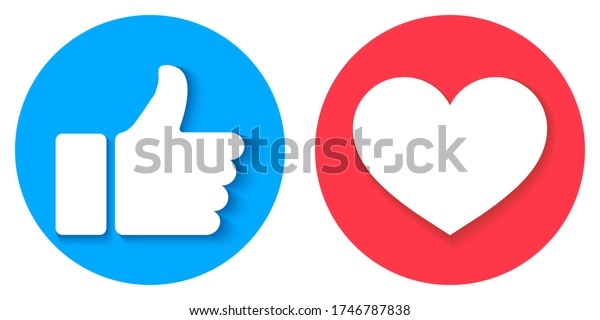 Sube el dedo y el icono del corazón. Icono de vectores y amor. botón ...