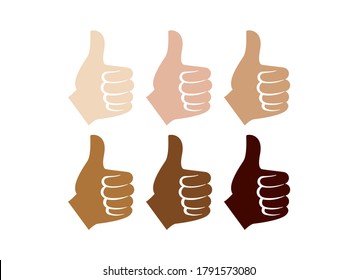 Thumbs Hand Gesture Different Skin Tones: เวกเตอร์สต็อก (ปลอดค่า ...