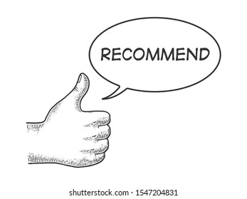 Thumb Recommend Hand Gesture Sketch Engraving Stock Vector (Royalty ...