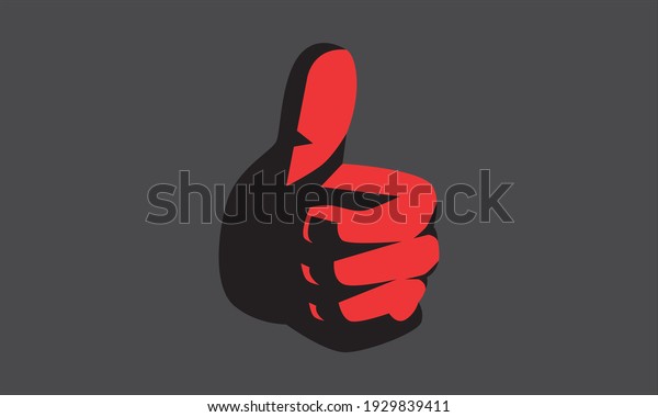 Thumb Retro Red Hand Sign Icon Stock Vector (Royalty Free) 1929839411 ...