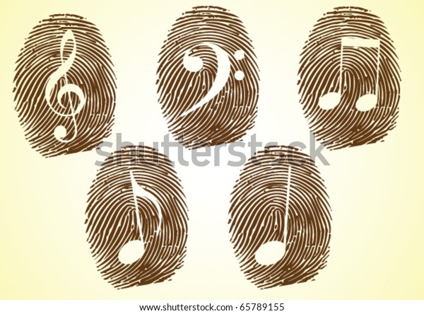 Thumbprint Showing Musicale Notes Symbols Stock Vector (Royalty Free ...
