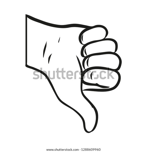 Thumbs Down Black Outline Hand On Stock Vector (Royalty Free ...