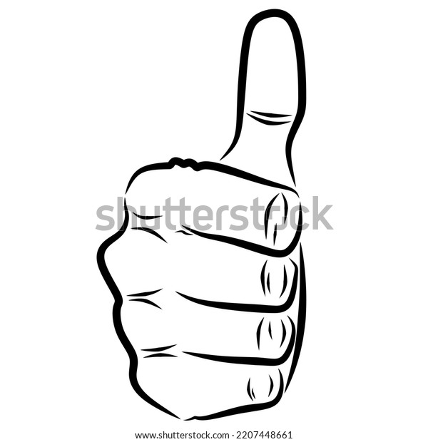 Thumbs Line Art Vector Drawing Stock Vector (Royalty Free) 2207448661 ...