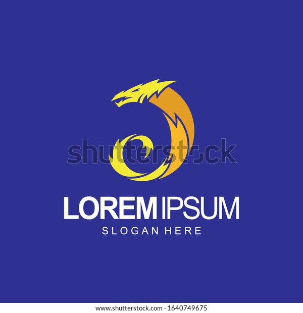 Thunder Dragon Logo Design Template Stock Vector (Royalty Free ...