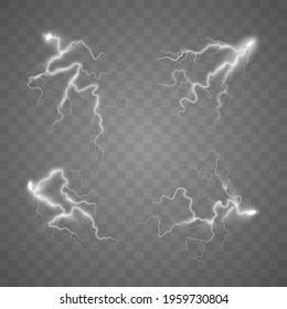 Thunder Flash Lightning On Transparent Background Stock Vector (Royalty ...