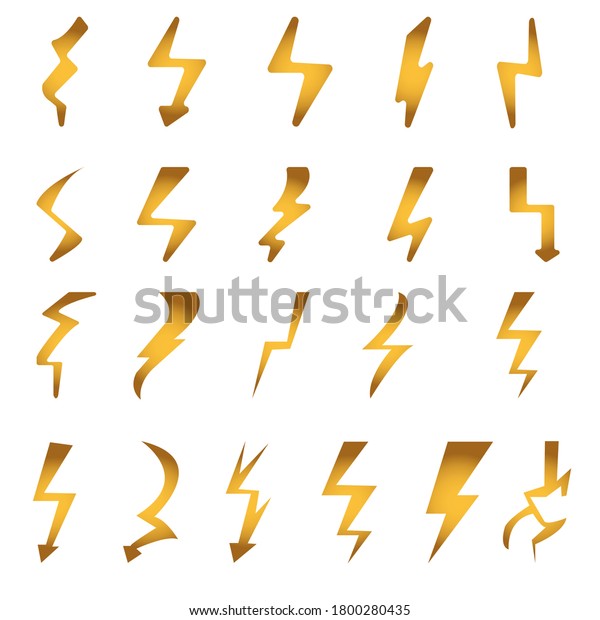 Thunder Lightning Bolt Pictogram Icons Set Stock Vector (Royalty Free ...