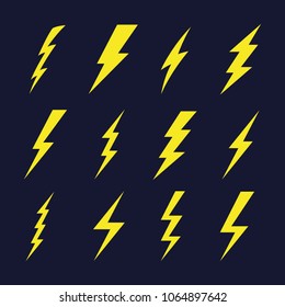 Thunder Sign Set Flash Icons Vector Stock Vector (Royalty Free ...