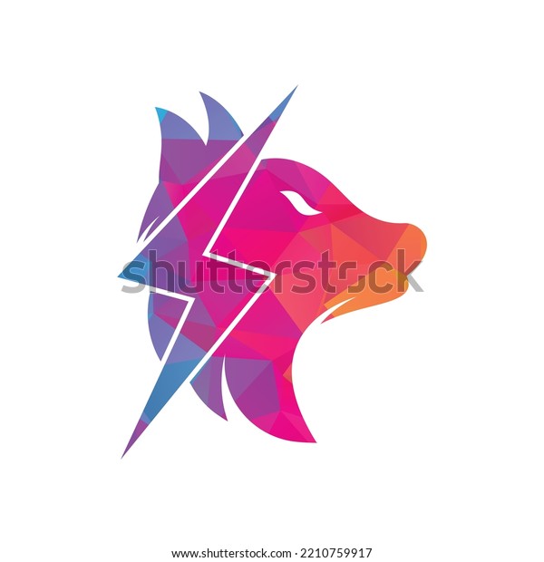 Thunder Wolf Logo Design Power Wild Stock Vector (Royalty Free ...