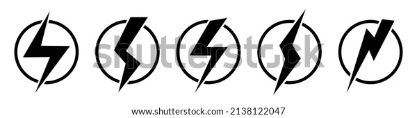 Thunderbolt Circle Icons Vector Isolated On Stock Vector (Royalty Free ...