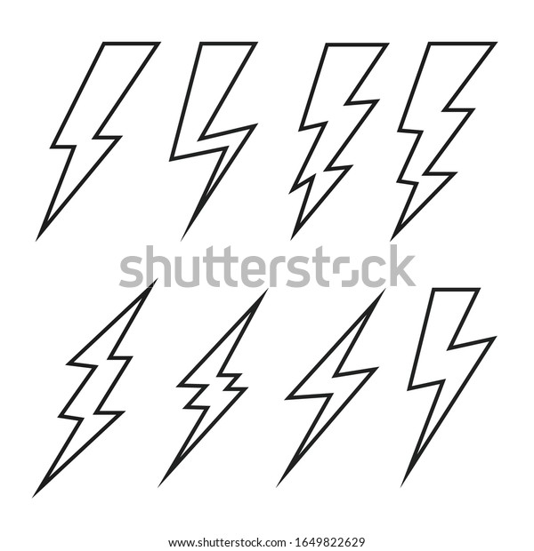 Thunderbolt Icon Set Lightning Black Outline 库存矢量图（免版税）1649822629 ...