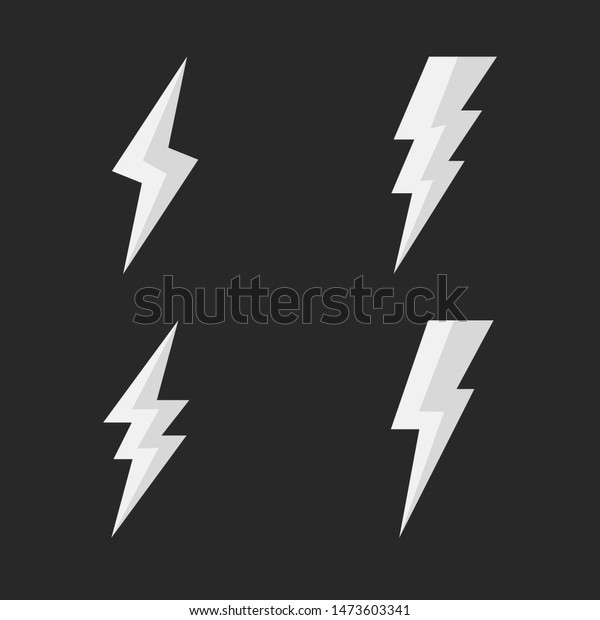 Thunderbolt Lightning Strike Icons Set 4 Stock Vector (Royalty Free ...