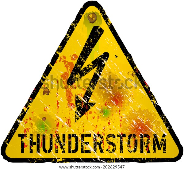 Thunderstorm Warning Sign Heavy Weathered Vector Stock Vector (Royalty ...