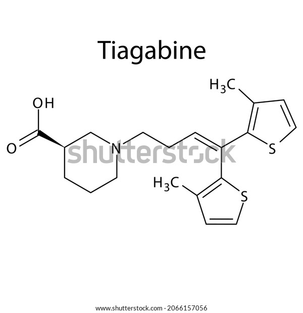 Tiagabine Molecular Structure Flat Skeletal Chemical Stock Vector ...