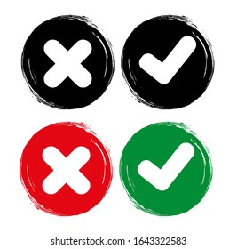 Tick Cross Icon On White Background Stock Vector (Royalty Free ...