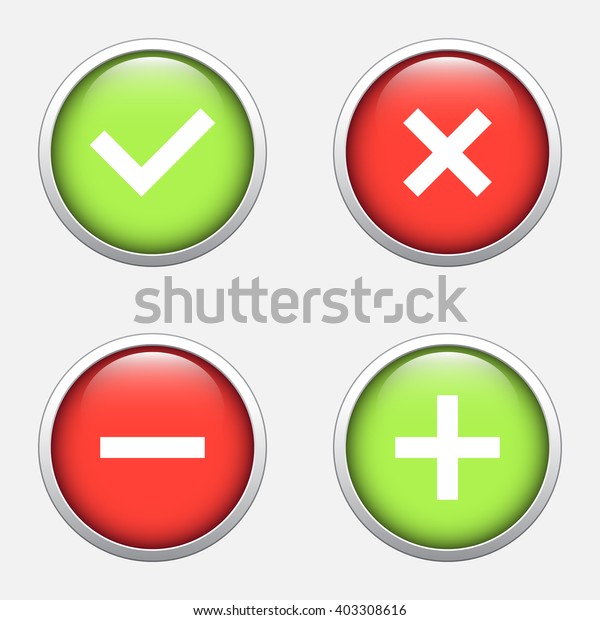 Tick Cross Plus Minus Icon Set: vetor stock (livre de direitos ...