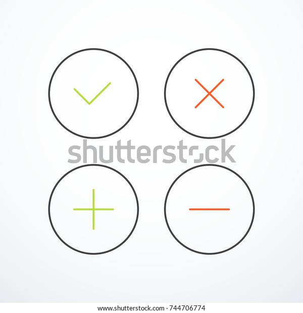 Tick Cross Plus Minus Icon Set Stock Vector (Royalty Free) 744706774 ...