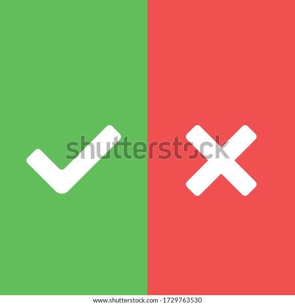 Tick Cross Signs Green Checkmark Red Stock Vector (Royalty Free) 1729763530 Tick Cross Signs Green Checkmark Red Stock Vector (Royalty Free) 1729763530