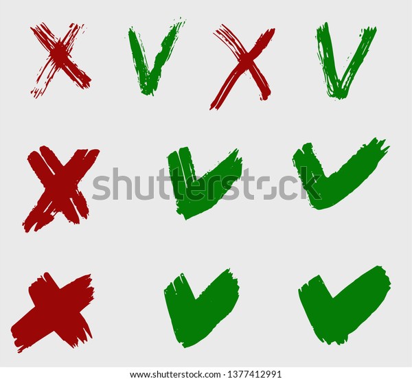 Tick Cross Vector Signs Hand Drawn Stock Vector (Royalty Free) 1377412991