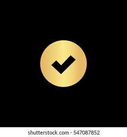 Tick Gold Symbol Icon On Black: vector de stock (libre de regalías ...