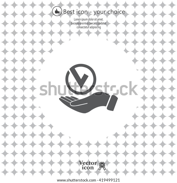 Tick Hand Icon Vector Illustration Flat Stock Vector (Royalty Free ...