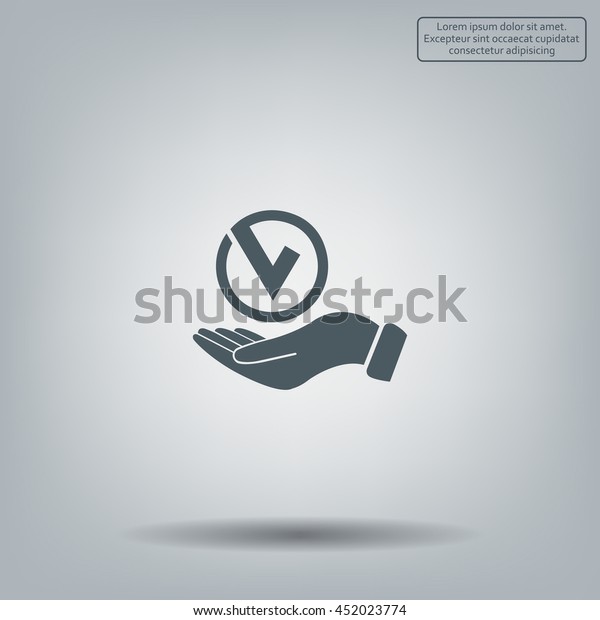 Tick Hand Icon Vector Illustration Flat Stock Vector (Royalty Free ...