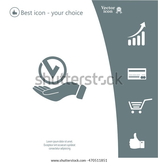 Tick Hand Icon Vector Illustration Flat Stock Vector (Royalty Free ...