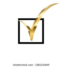 Tick Icon Gold Abstract Style On: vector de stock (libre de regalías ...