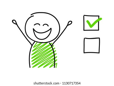 Vektor Stok Tick Icon Happy Stickman Vector (Tanpa Royalti) 1130717354 ...