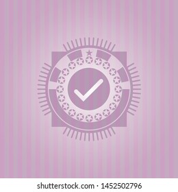 Tick Icon Inside Pink Emblem Retro Stock Vector (Royalty Free ...
