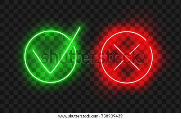 Tick Icon Set Stylish Neon Check Stock Vector (Royalty Free) 738909439 ...