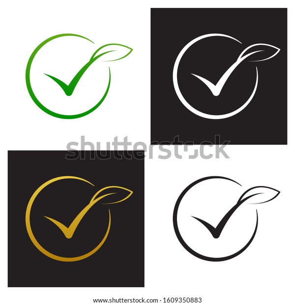 Tick Leaf Logo Nature Line Style Stock Vector (Royalty Free) 1609350883 ...