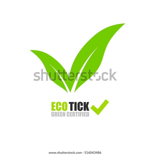 Tick Logo Green Leaves On White Stock Vector (Royalty Free) 516043486 ...