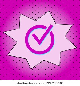 Tick Mark Purple Icon Popart Background Stock Vector (Royalty Free ...