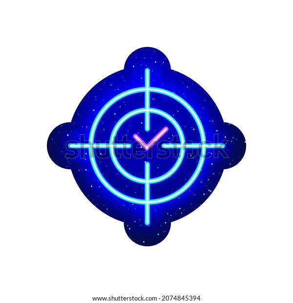 Tick On Neon Blue Target Point Stock Vector (Royalty Free) 2074845394 ...
