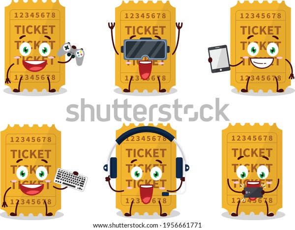 Ticket Cartoon Character Playing Games Various Stock Vector (Royalty ...