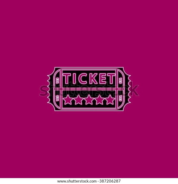 Ticket Flat Symbol Pictogram Over Purple Stock Vector (Royalty Free ...