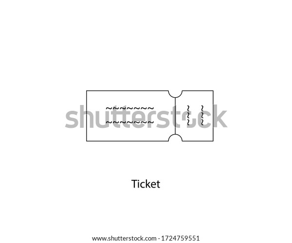 Ticket Outline Vector On White Background Stock Vector (Royalty Free ...