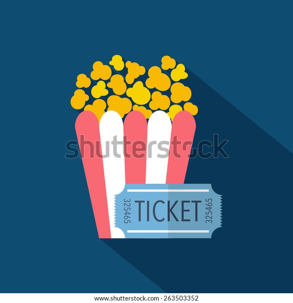 Ticket Popcorn Icon Flat Design Vector Stock Vector (Royalty Free ...