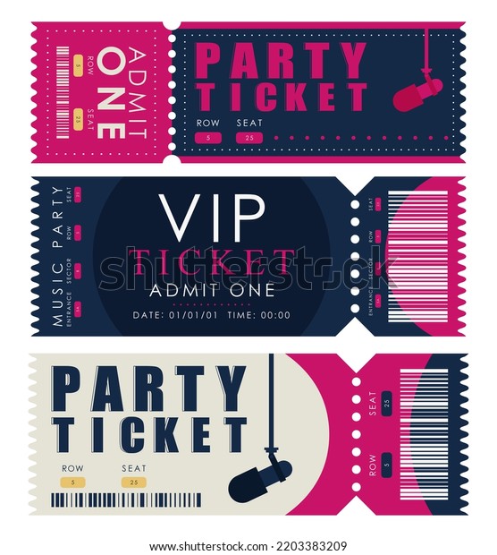 Ticket Set Pass Card Design Isolated Stock Vector (Royalty Free ...