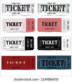 Ticket Templates White Black Red Blue Stock Vector (Royalty Free ...
