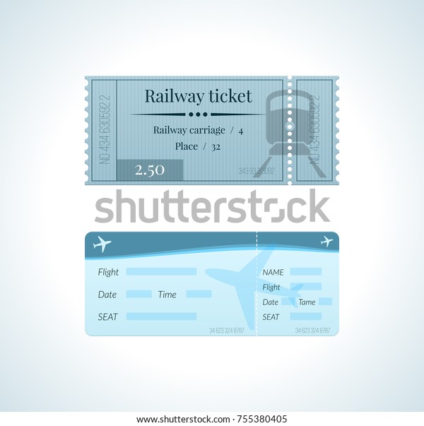 Ticket Train Ticket Airplane Flight Railway Stock Vector (Royalty Free ...