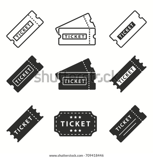 Ticket Vector Icons Set Black Illustration Stock Vector (Royalty Free ...