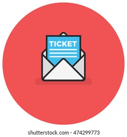 Ticket Written Inside Envelope Letter Line Stock Vector (Royalty Free ...