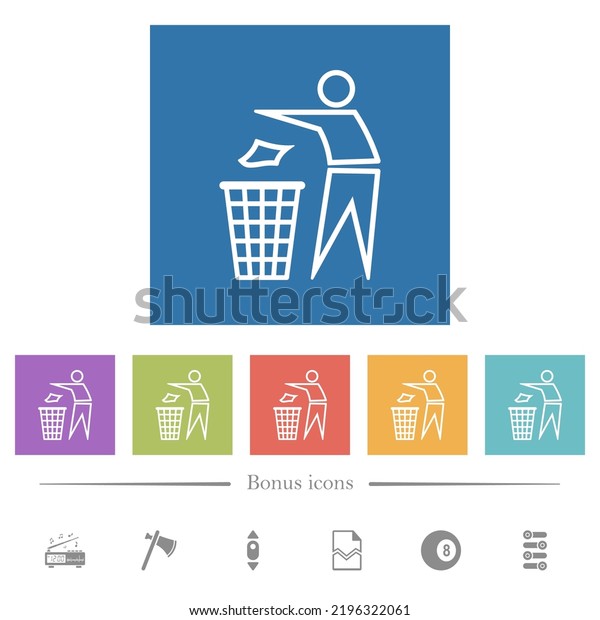 Tidy Man Outline Flat White Icons Stock Vector (Royalty Free ...